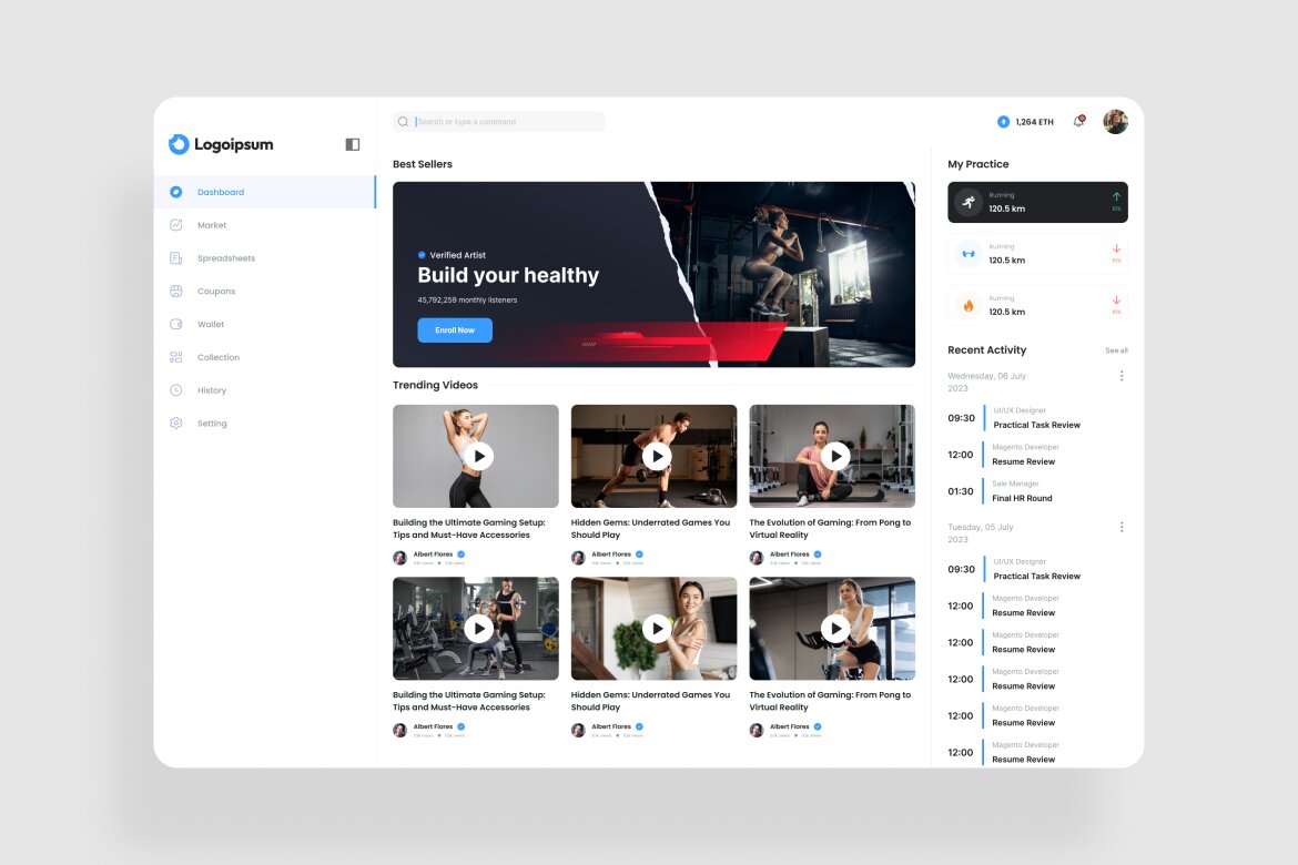 Workout Dashboard UI Kit | Deeezy