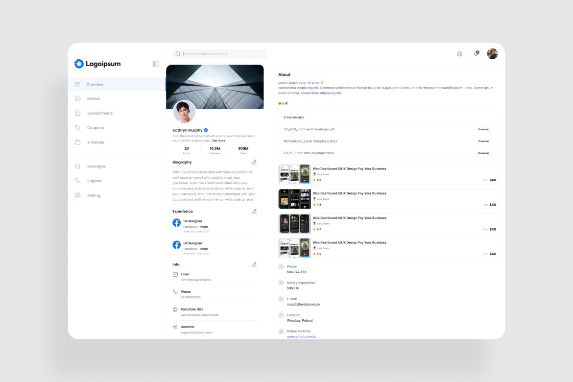 Personal Portfolio Dashboard UI Kit | Deeezy