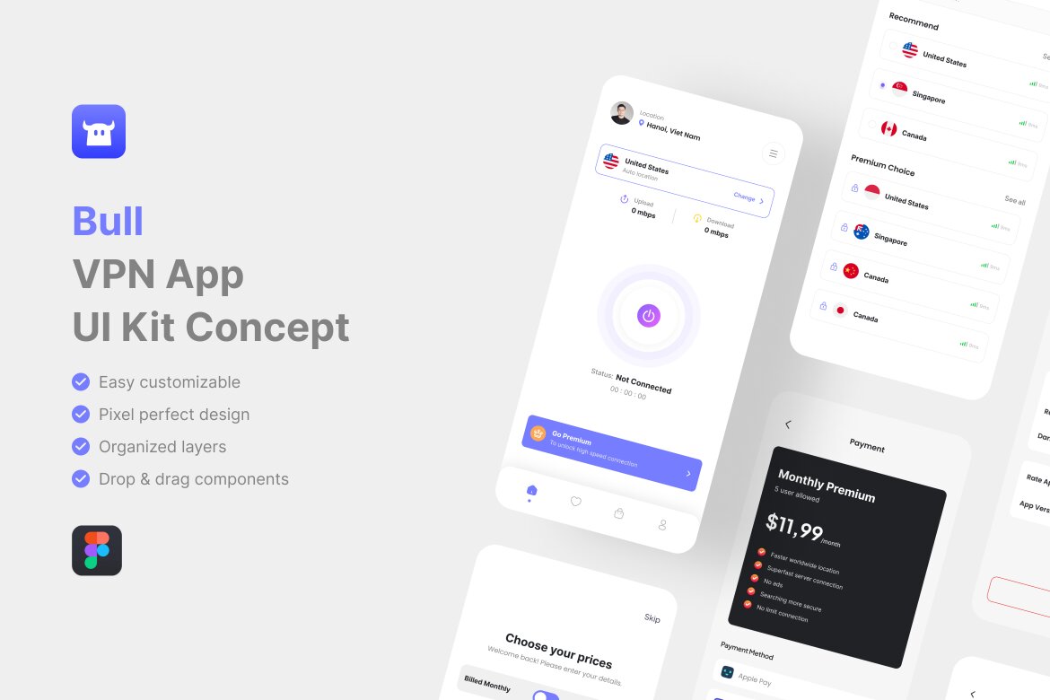 VPN App UI Kit | Deeezy