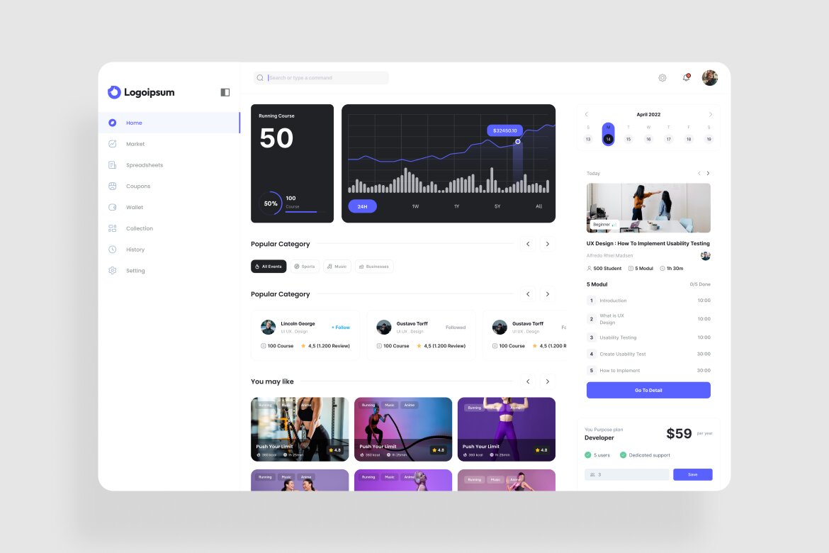 Workout Dashboard UI Kit | Deeezy