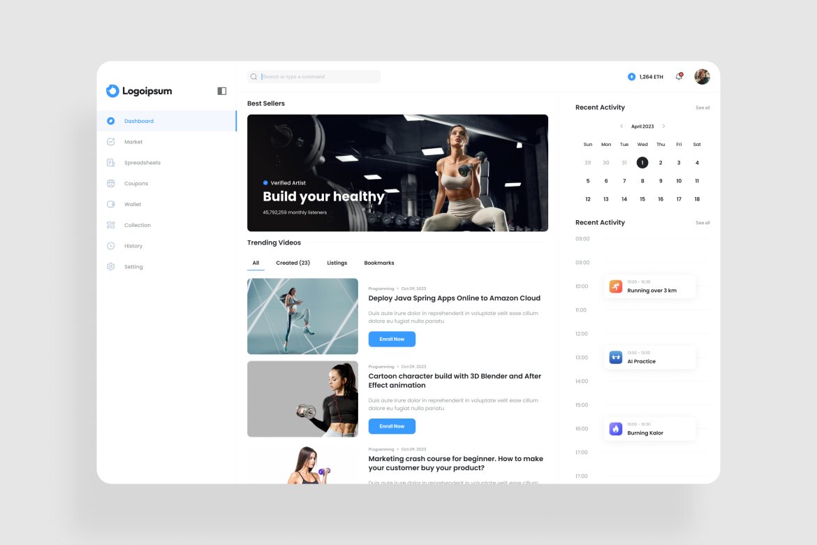 Workout Dashboard UI Kit | Deeezy