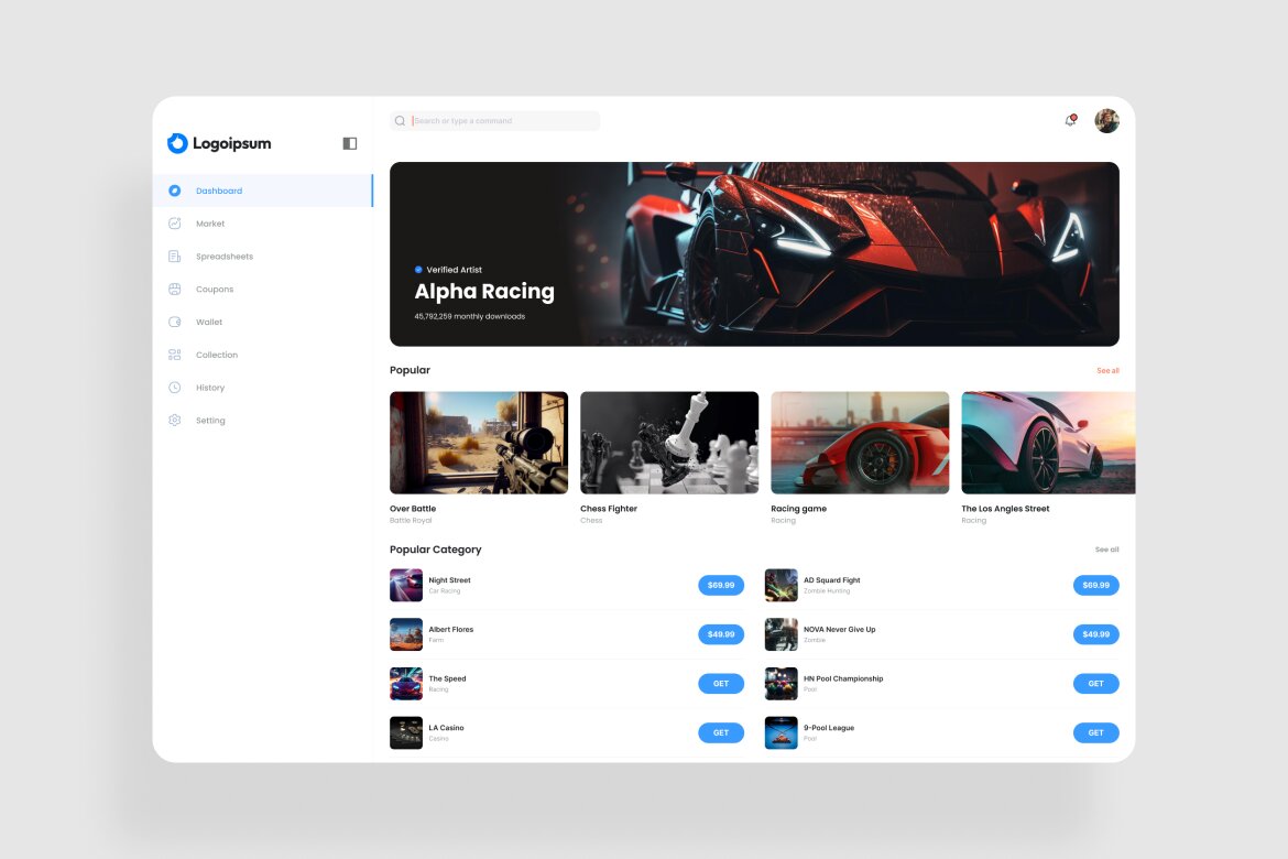 Gaming Dashboard UI Kit | Deeezy
