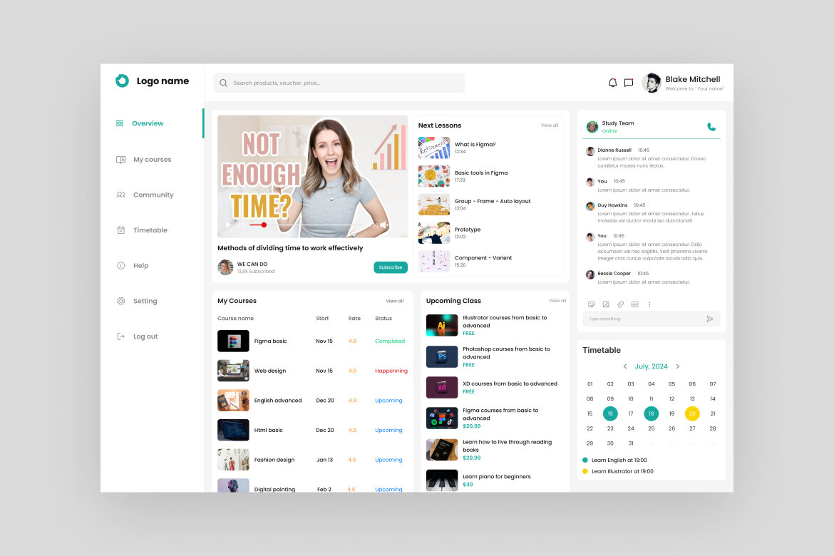 E-Learning Dashboard UI Kit | Deeezy