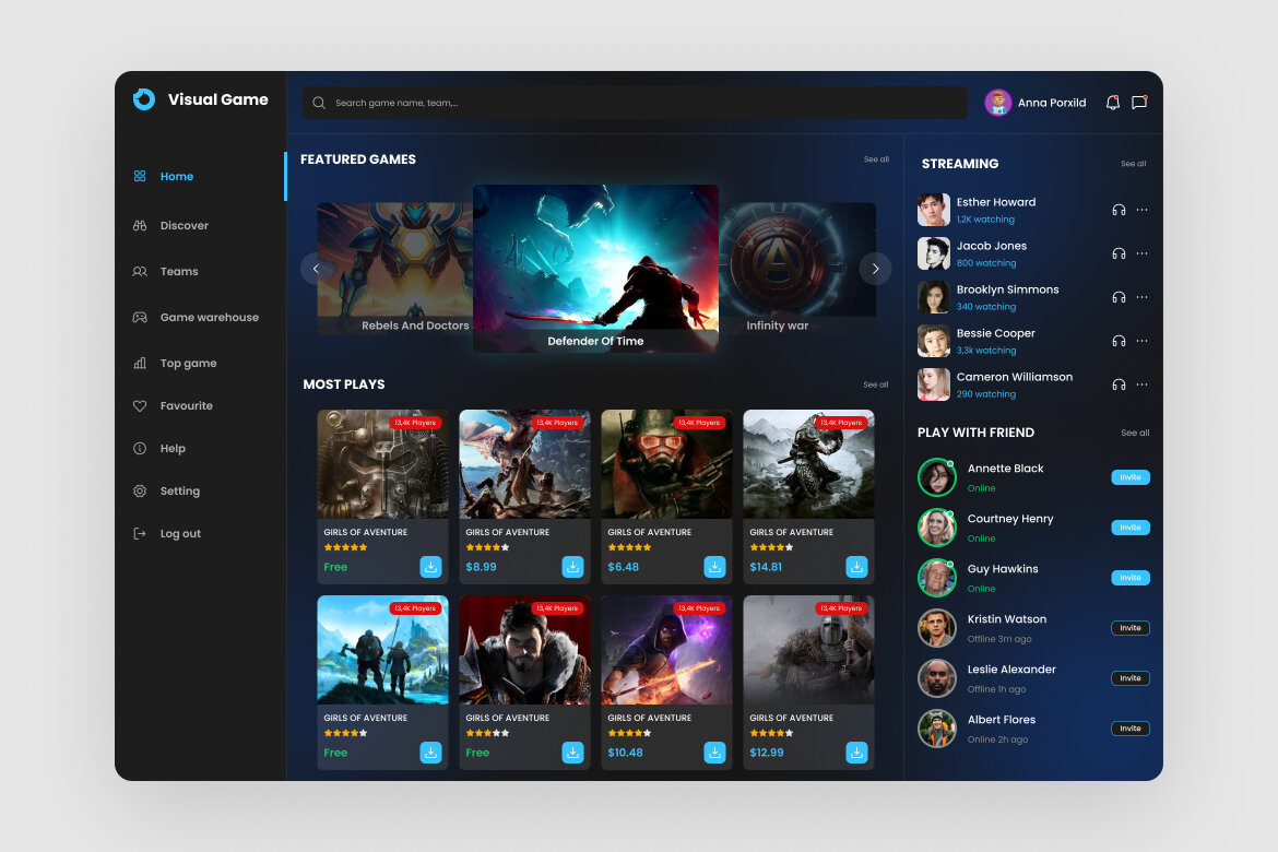 Game Dashboard UI Kit | Deeezy