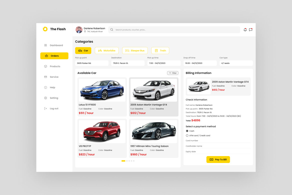Vehicle Rental Dashboard UI Kit | Deeezy