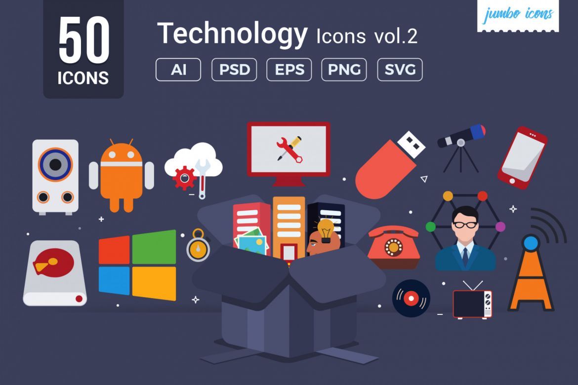 Flat Vector Icons Technology Pack | Deeezy