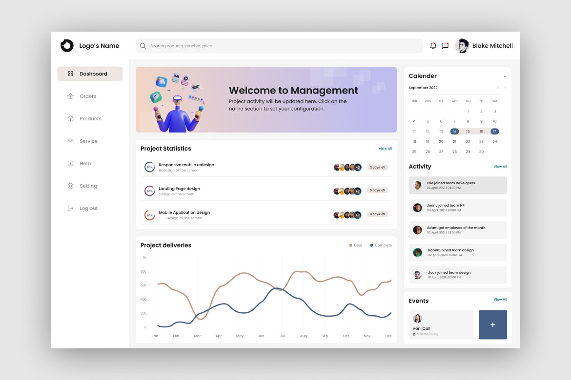 Management Dashboard UI Kit | Deeezy