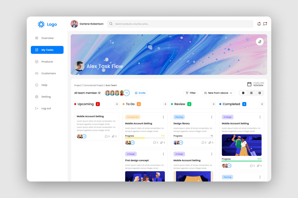 Task Manager Dashboard UI Kit | Deeezy