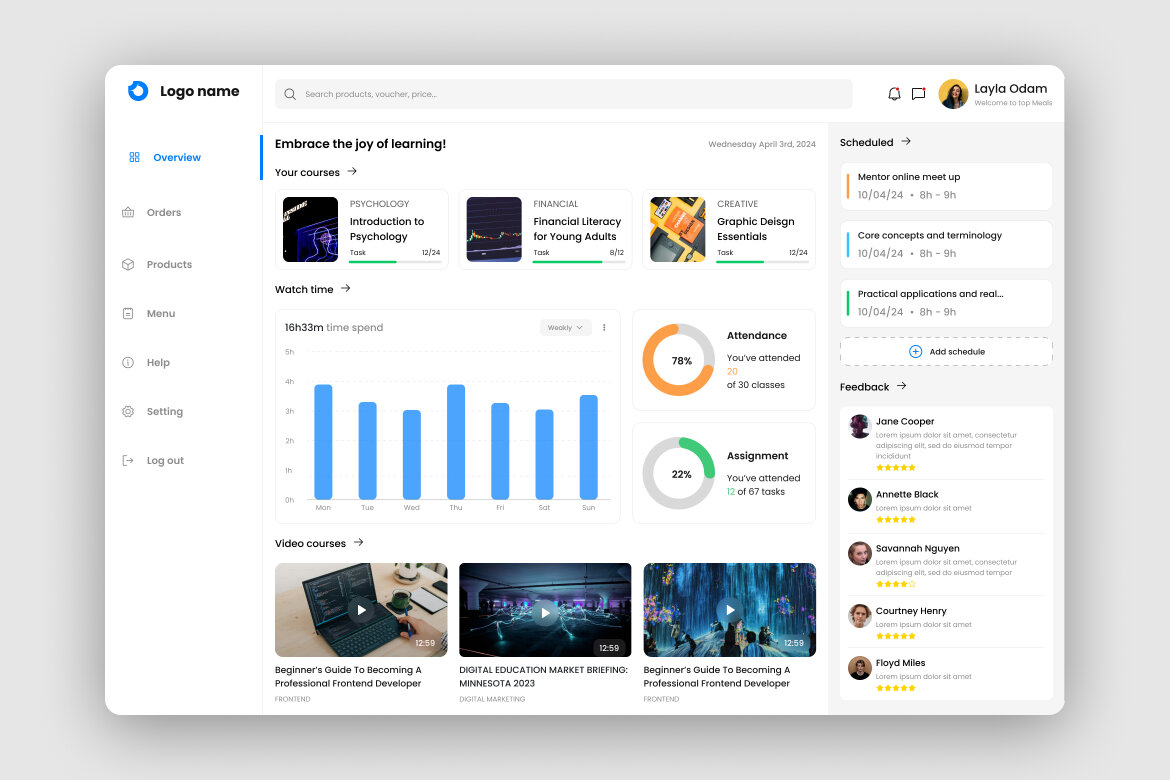 E-Learning Dashboard UI Kit | Deeezy